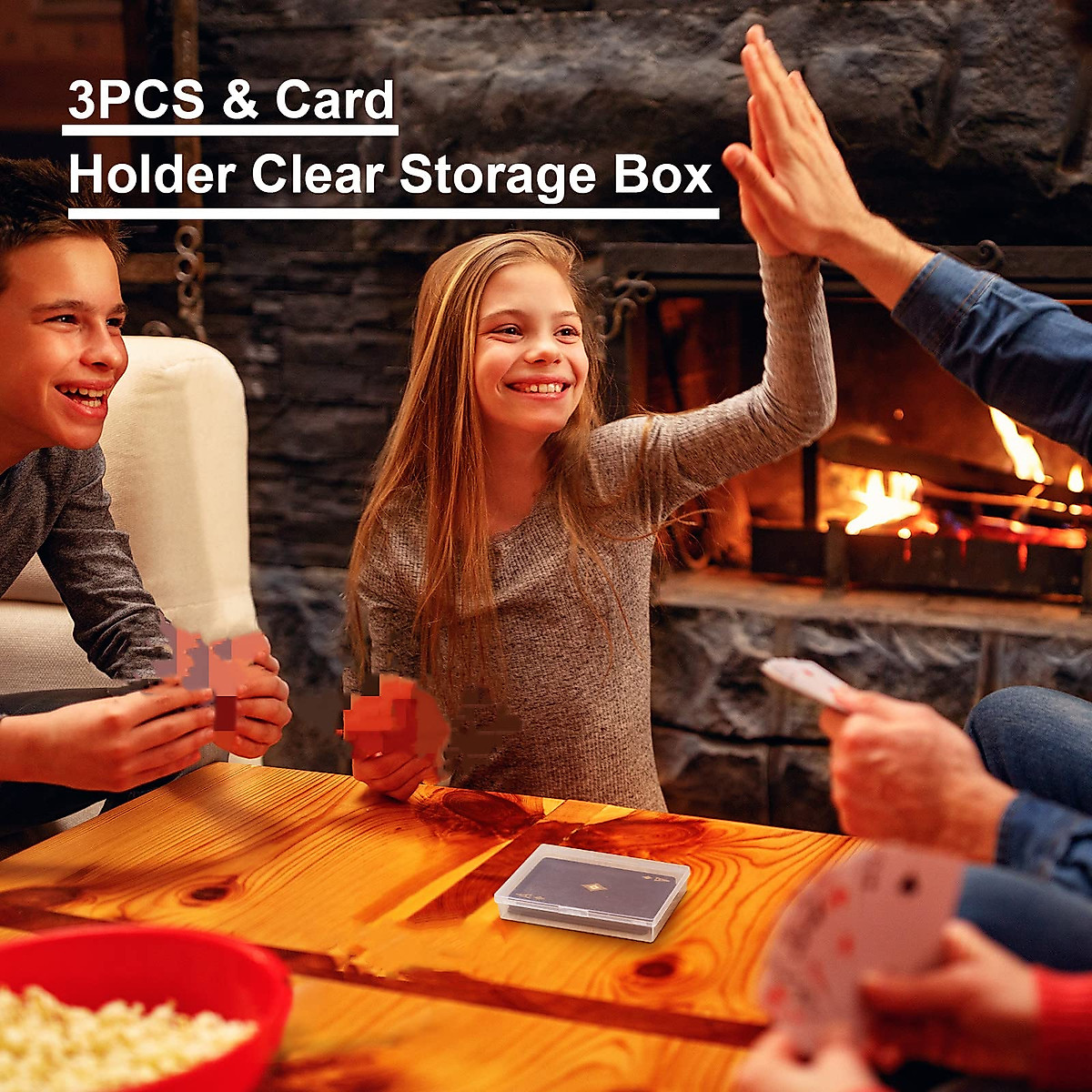 Jetec 3 Pieces Playing Card Case Clear Blank Card Deck Box Holder Plastic Playing Game Card Storage Box Holder for Bank Card, Business Card, Game Card