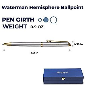 Dayspring Pens Personalized Waterman Pen | Engraved Waterman Hemisphere Stainless Gold Trim Ballpoint Pen. Personalized and Shipped in One Business Day