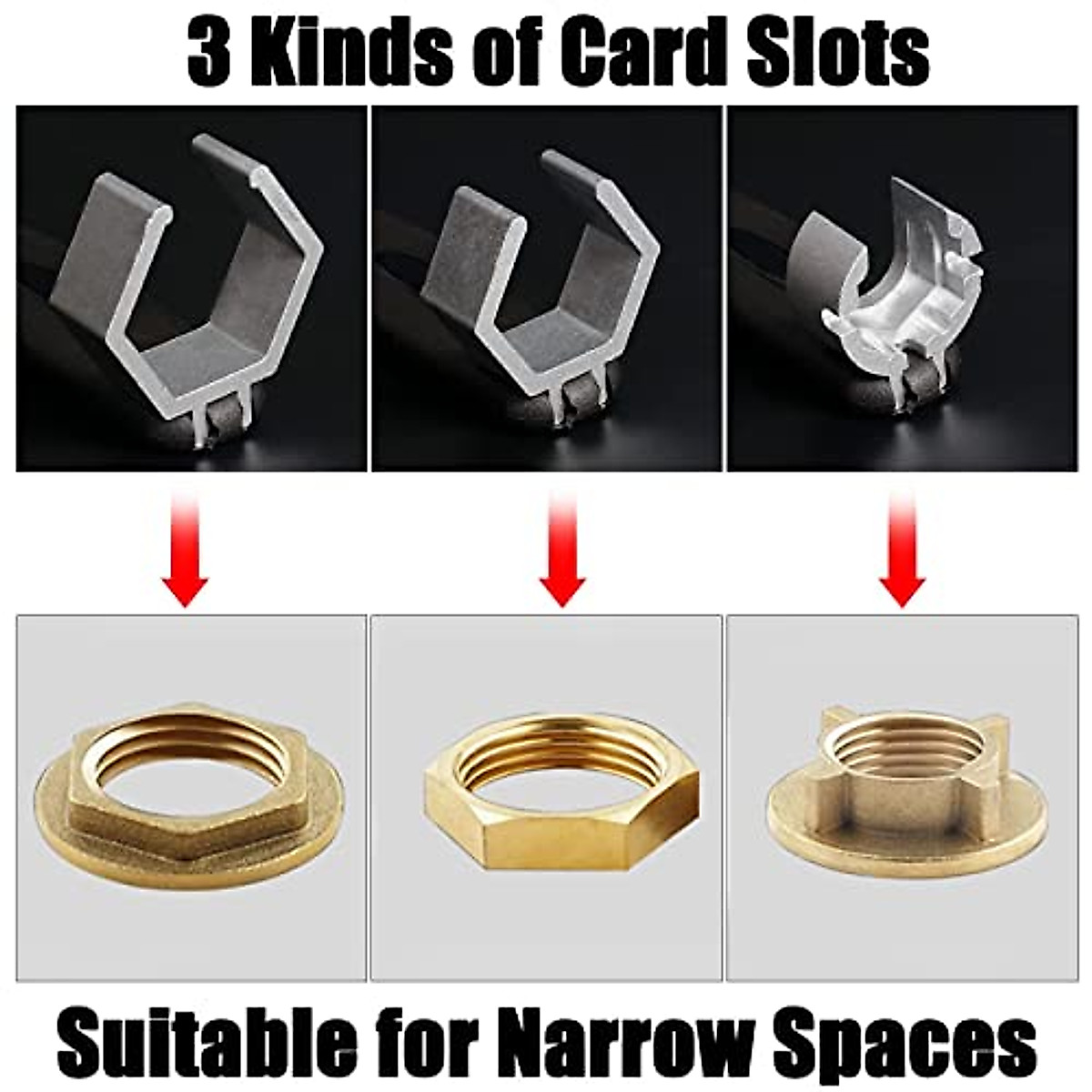 TOOVREN Universal Adjustable Double-Ended Wrench 80mm Large Opening Adjustable Wrench Sets for Disassembly & Assembly & Water Pipe Repair, Wrench Set with 3 Card Slots