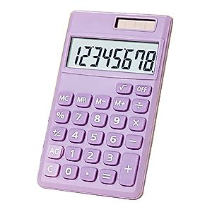 Basic Calculator, Desktop Cute Pocket Size Mini Calculators for School, Office, Home (Purple)
