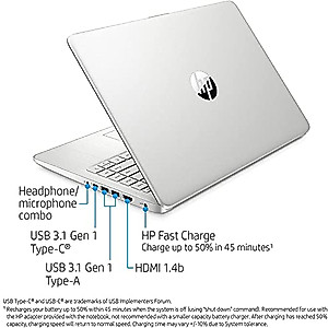 HP Newest 2021 14" Diagonal HD Laptop PC, Intel Core i5-1035G1 Processor, Intel UHD Graphics, 8GB SDRAM, 256GB SSD, 802.11ac, Bluetooth 5, HDMI, Windows 10, Natural Silver W/ Valinor Accessories