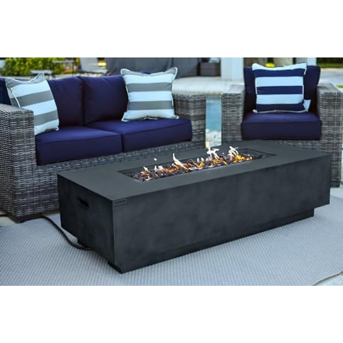 56" Modern Concrete Outdoor Propane Gas Fire Pit Table in Gray
