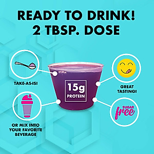 Nutritional Designs Sugar-Free Liquid Collagen & Whey Protein Supplement - Non-GMO Drink - Promotes Healthy Skin & Hair for Men & Women (Honey Vanilla)