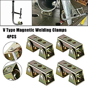 Welding Magnets Clamps 4pcs V Type Welding Jig Adjustable Magnetic Welding Clamps V Pads Fixture Holder Strong Welder Hand Tool