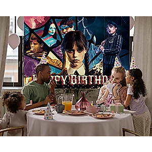 5 x 3 FT Wednesday New Addams TV Show Backdrop, Wednesday Party Decorations Background for Kids Birthday Party