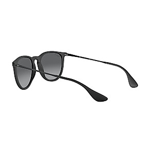 Ray-Ban RB4171 Erika Round Sunglasses, Rubber Black/Light Grey Gradient Grey Polarized, 54 mm