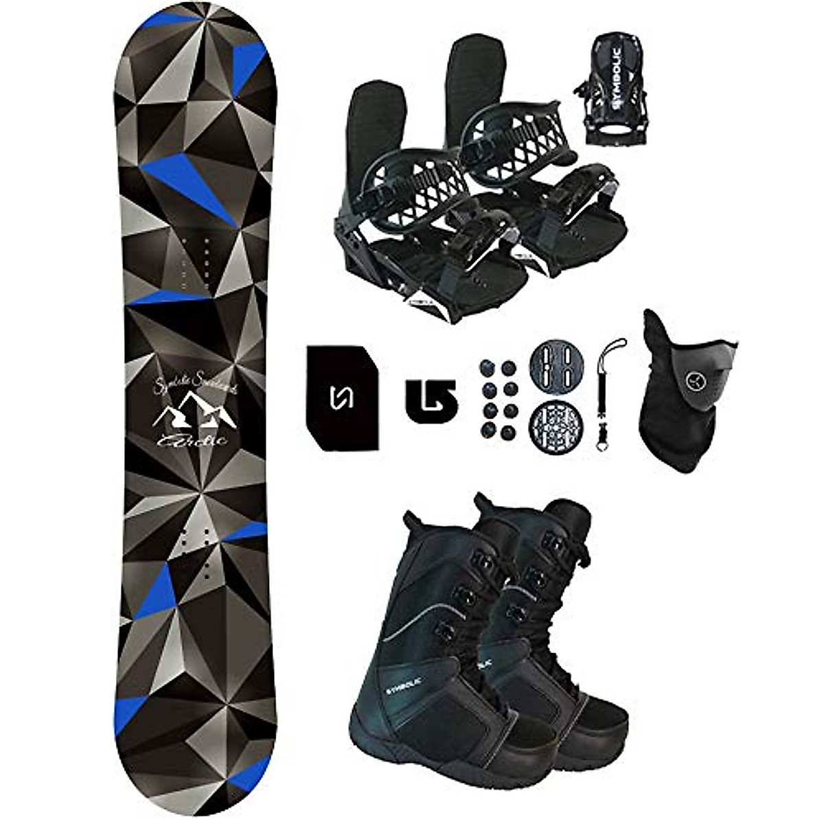 Symbolic Arctic Women's Snowboard & Bindings & Boots +Leash+Stomp+Mask+Burton Decal Package (9 Women Black Symbolic Binding+Boot, 150cm Hybrid Rocker)