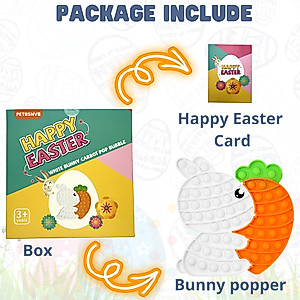 PETBSNVB Bunny Carrot Pop Bubble Fidget Sensory Toys,Puzzle Popper Toy Pack,Great Gifts for Kids Boys and Girls 3 4 5 6 7 8 9 Year Old Birthday Party,Christmas,Stocking Easter Basket Stuffers(White)