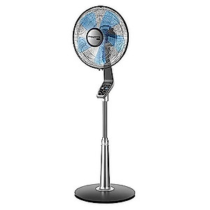 Rowenta Turbo Silence Standing Floor Fan with Remote 53 Inches Ultra Quiet Fan Oscillating, Portable, 5 Speeds, Indoor, Refresh Up to 23-Feet VU5670,Silver