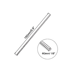 uxcell 3mm x 150mm 304 Stainless Steel Solid Round Rod for DIY Craft - 5pcs