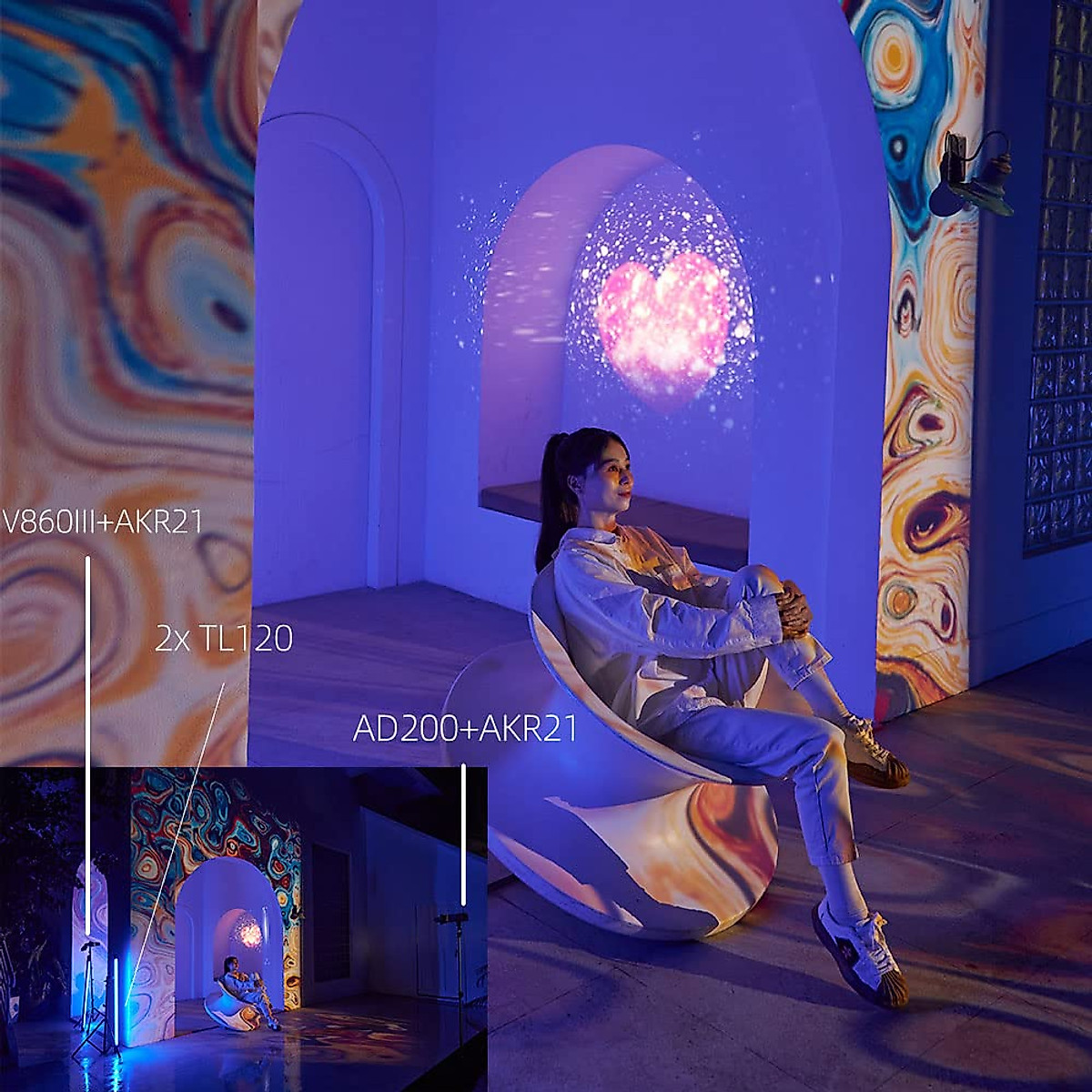 Godox AK-R21 Flash Projector, Flash Split Focalize Conical Snoot Optical Condenser with AK-S Slide Set (60pcs) for Fresnel Head for Godox AD100, AD100Pro, V1 Flash, Godox H200R Ring Flash Head