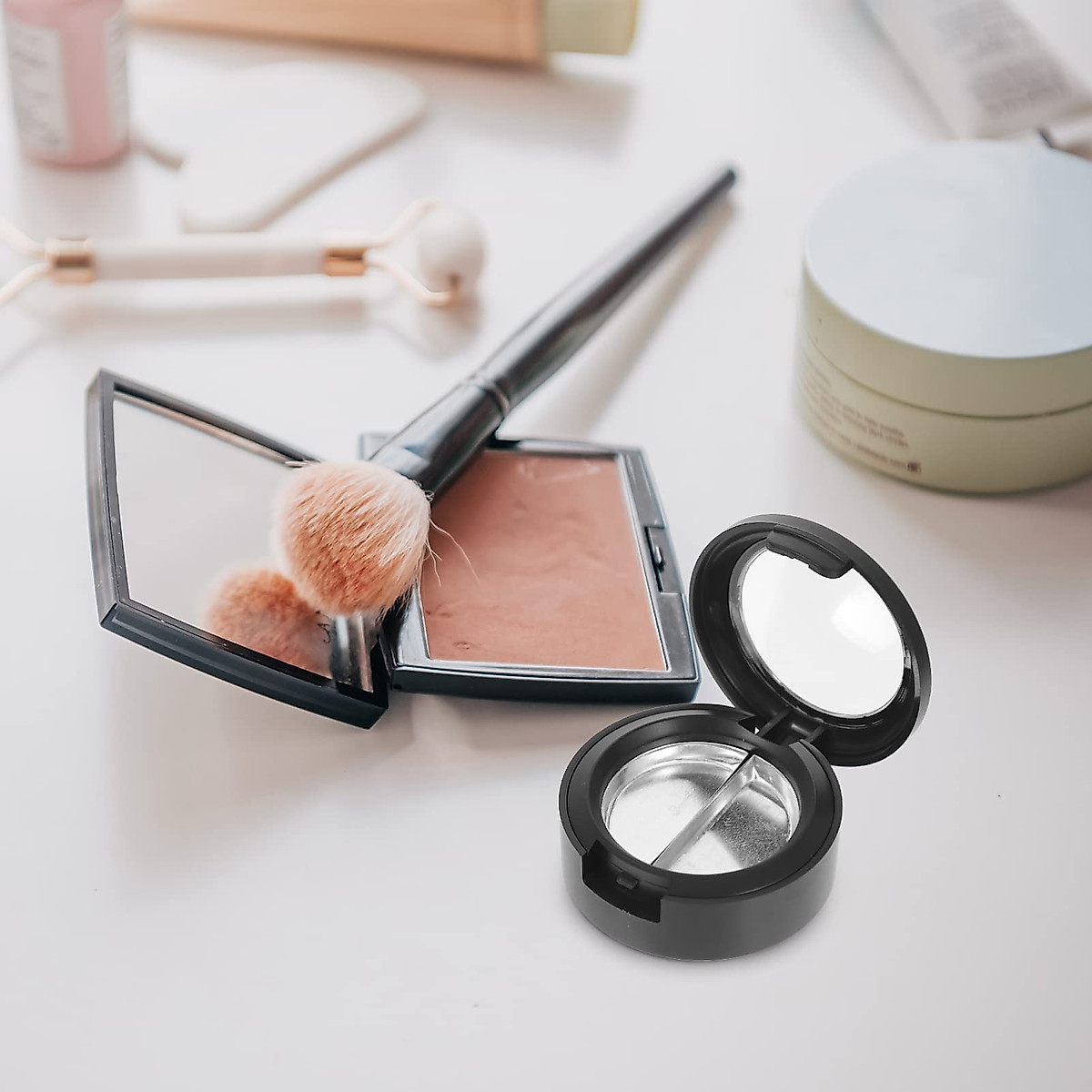 KALLORY 6pcs Empty Magnetic Eyeshadow Palette, Small Makeup Palette Lipstick Compact Containers Cosmetic Sample Storage Cases Magnetic Pallete for Makeup