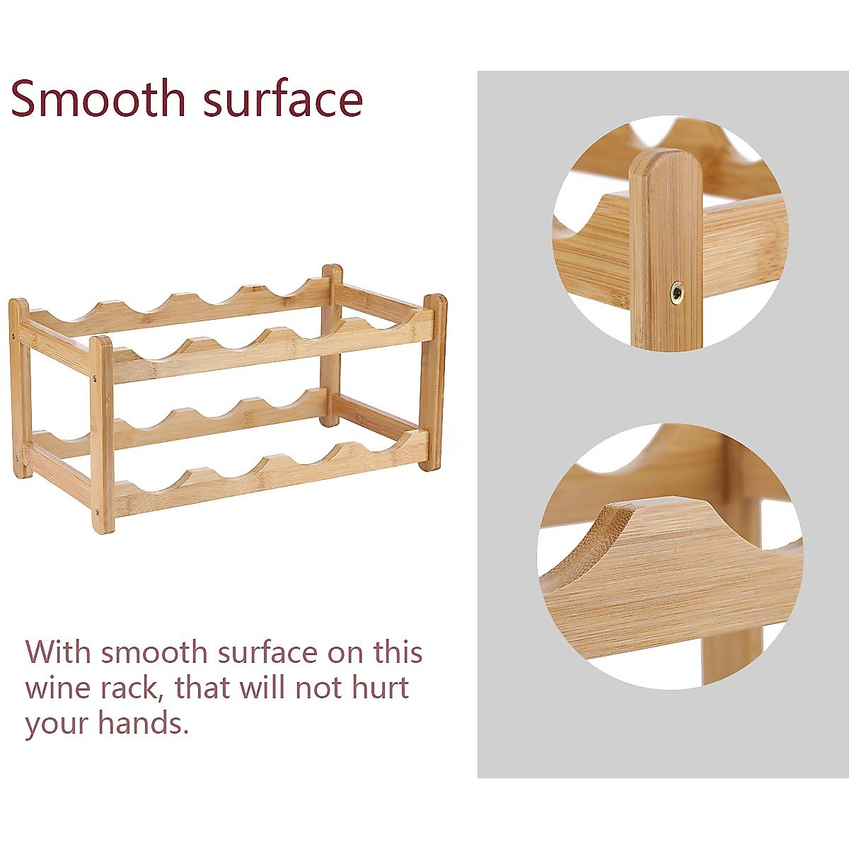 Wine Rack 8 Bottle 2-Tier Eco-Friendly Bamboo Wine Storage Easy-Assembly Space-Saving for Wine Lovers,Kitchen Wine Organizer for Countertop,Pantry, Home,Room Decor,Bar