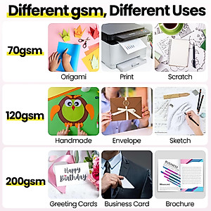 Yeaqee 500 Sheets Colored Construction Paper Bulk 8.5 x 11'' and 12 x 18'' Construction Paper Lightweight Art School Supplies Colorful Craft Paper for Kids Adults Arts and Crafts (70 GSM)