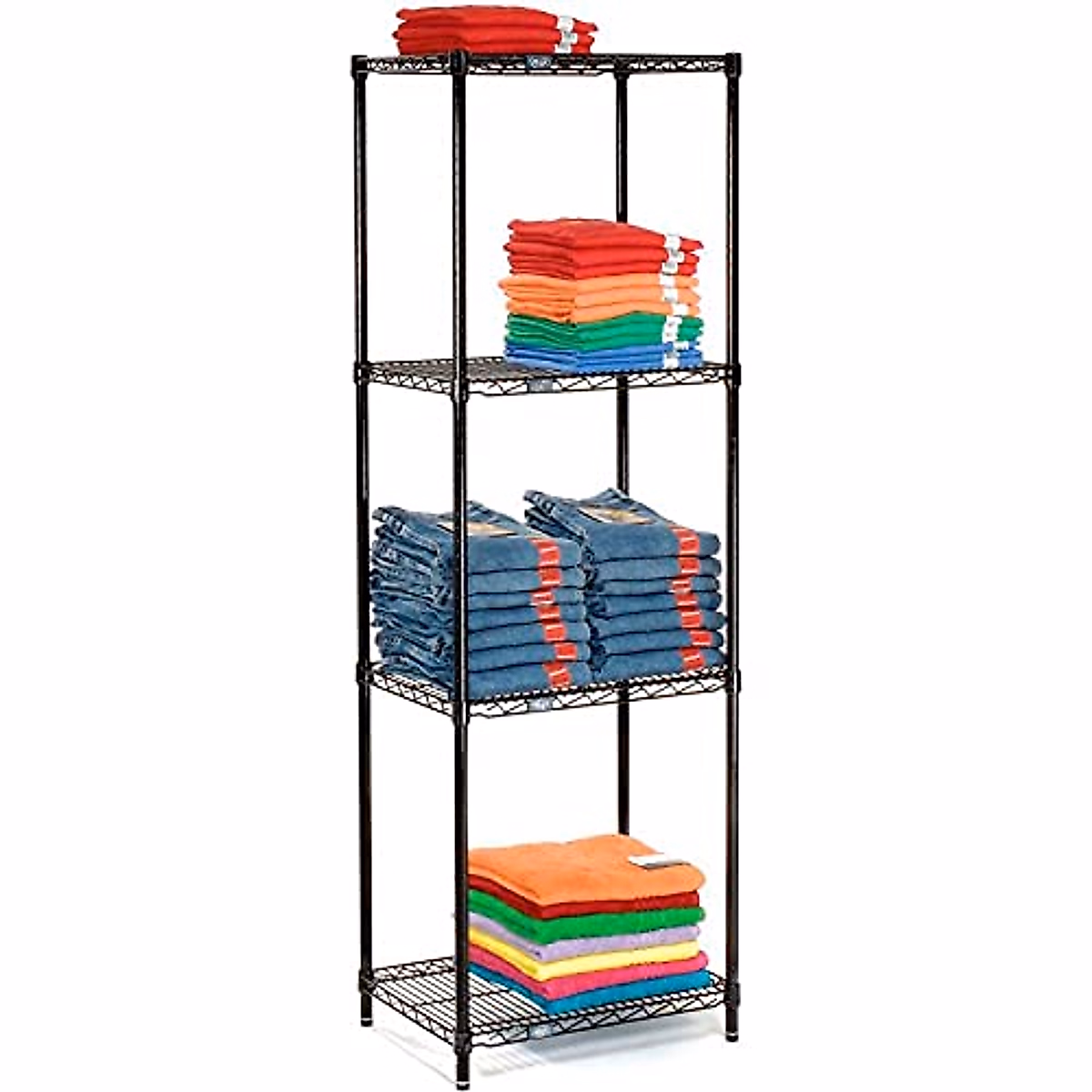 Nexel Adjustable Wire Shelving Unit, 4 Tier, NSF Listed Commercial Storage Rack, 24" x 24" x 63", Black Epoxy