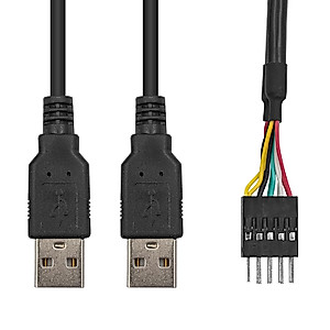 Duttek 9 Pin Male Header,USB Header Male Splitter, 9 pin USB Splitter, to Dual USB Male Cable Use to Connected Devices Design to Plug into USB Motherboard Header Pins to USB 2.0 Connector 0.5M 2pack