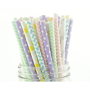 Easter Party Straws (25 Pack) - Pastel Party Decorations and Supplies, Easter Party Favors