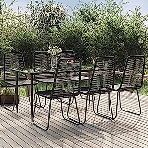 WFAUIBR Dining Set 7 Piece Patio,Patio Furniture Set,Lawn Chairs Set ，for Bedroom, Office, Teaching Building, Library, Flower Shop, Porch，Black/B,7 Piece 63"