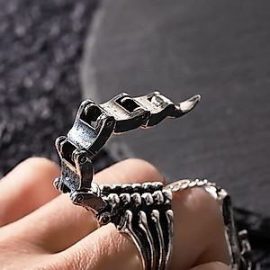 tenghong2021 Silver Scorpion Ring Gothic Knuckle Joint Finger Ring Punk Rock Hinged Activity Rings Halloween Cosplay Costume Accessories
