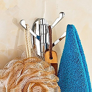 Stianess Steel Folding Swing Arm Triple with Multi Three Foldable Arms MOCOFO Swivel Hook Solid Metal Clothes Hanger for Bathroom Kitchen Garage Wall Mount Polished Chrome Heavy Duty Towel