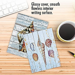 The Best Card Company - 10 Blank Note Cards with Envelopes (4 x 5.12 Inch) - Bulk All Occasion Cards Boxed - Seashell Driftwood AM6118OCB-B1x10