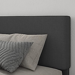 Allewie Queen Size Bed Frame with Adjustable Headboard, Upholstered Platform Bed with Sturdy Wood Slat Support, No Box Spring Needed, Easy Assembly, Dark Grey