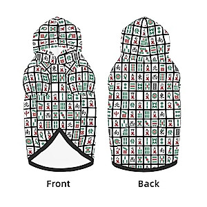 Large Dog Hoodie Funny-Mahjong-Hipster Pet Clothes Sweater with Hat Soft Cat Outfit Coat Medium