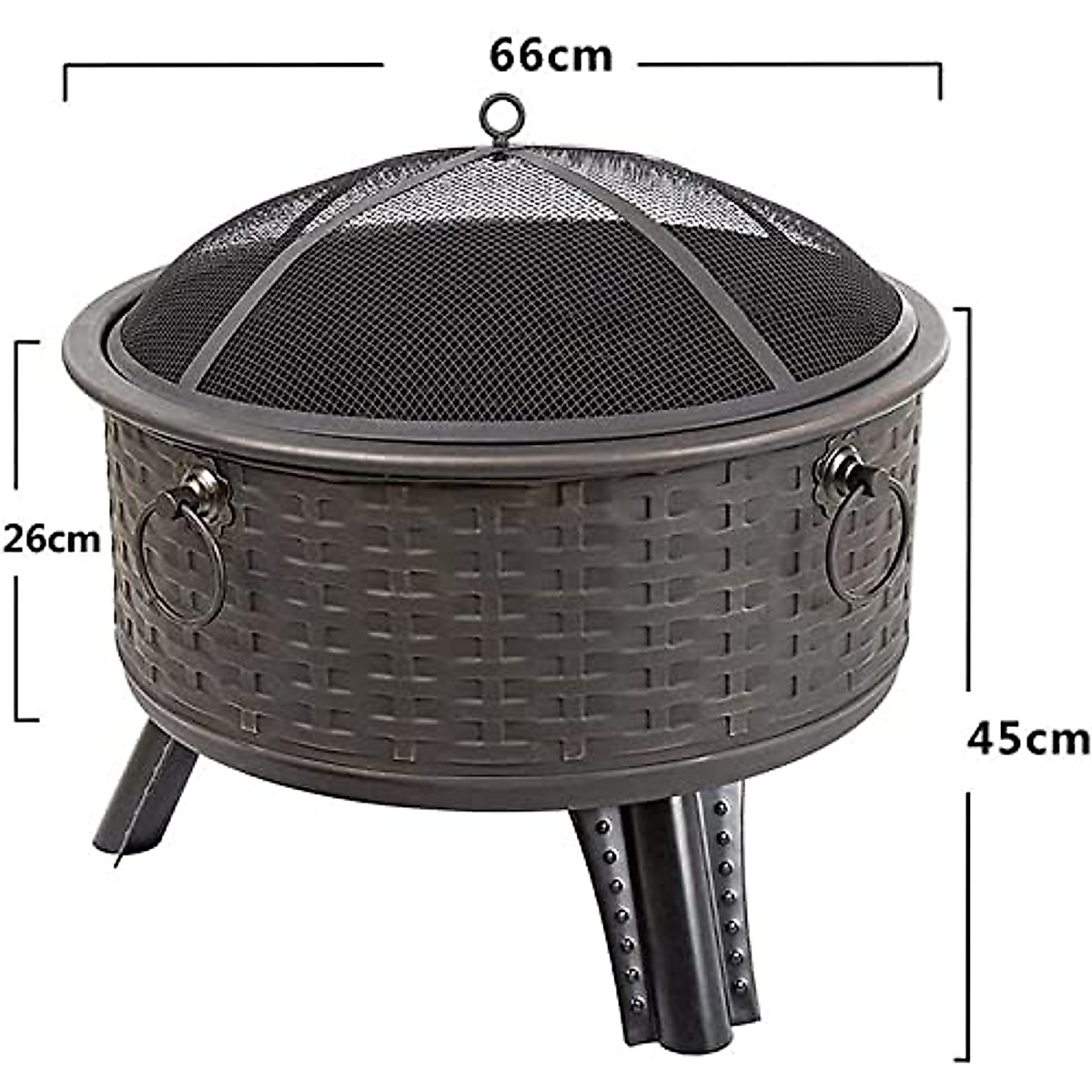 LEAYAN Garden Fire Pit Grill Bowl Grill Barbecue Rack Outdoor Fire Pit, Wood Burning Fire Pit with Spark Screen, Steel Fire Pit, Fire Pits for Outside, Bonfire, Party, BBQ, Patio & Garden, Black