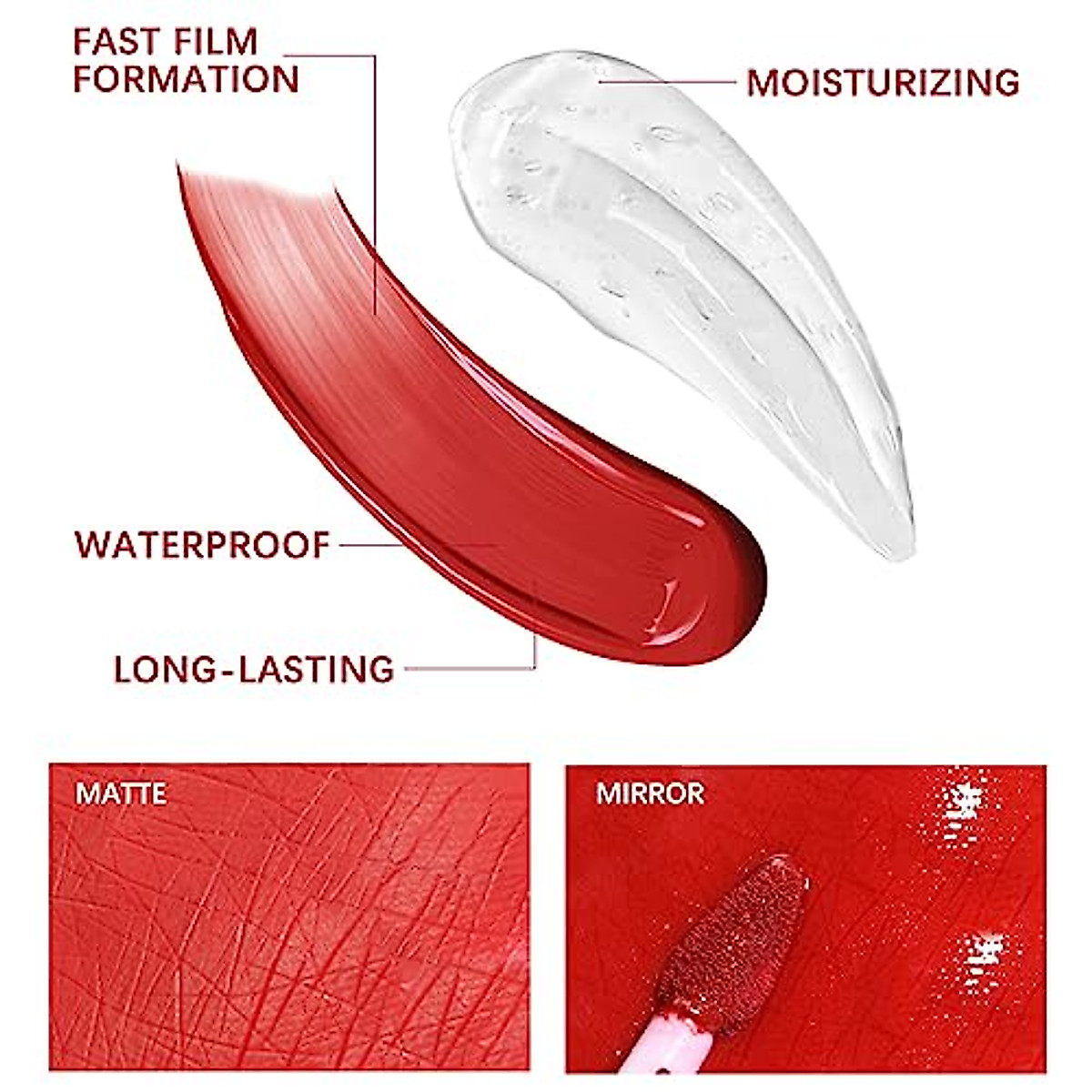 5 Colors Lip Stain Set, Long Lasting Waterproof Peel Off Lip Tint with Lip Oil and Empty Spray Bottle Kit, Transferproof Non-stick Cup Liquid Lipstick Matte Finish Lip Makeup for Women, 0.67 oz