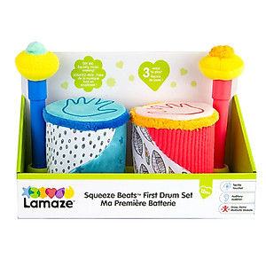 Lamaze Squeeze Beats First Drum Set - Baby Sensory Toy Includes Funny Animal Sounds - Colorful Baby Musical Toys for Early Childhood Development - Ages 12 Months and Up
