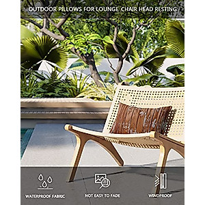 Recliner Head Pillow Ledge Loungers Chair Pillows with Insert Retro Farm Brown Wood Grain Lumbar Pillow with Adjustable Strap Outdoor Waterproof Patio Pillows for Couch Beach Pool Office Chair, 2 PCS