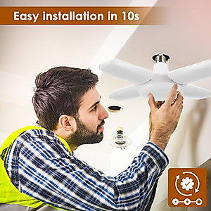 YWD LED Garage Lights 2Pack,60W Deformable Led Garage Ceiling Lighting 6000LM E26/E27 Daylight 6500K Super Bright Garage Light Adjustable Garage Light for Garage,Workbench,Barn,Warehouse