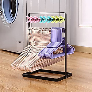 2 Pack Hanger Storage Organizer,Hanger Organizer Stacker with Clothespins Holder,Stainless Steel Hanger Stacker Rack for Closet Laundry Room,Space Saving Hanger Holder Stacker Stand, Black