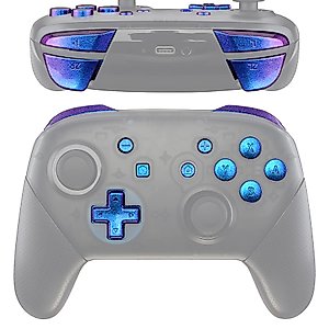 eXtremeRate Purple Blue Chameleon Repair ABXY D-pad ZR ZL L R Keys for Nintendo Switch Pro Controller, DIY Replacement Full Set Buttons with Tools for Nintendo Switch Pro - Controller NOT Included