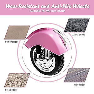 Costzon Kids Vespa Scooter, 6V Rechargeable Ride on Motorcycle w/Training Wheels, Key Switch, Music Horn Lights, Forward/Reverse, ASTM Certification, Gift for Children Boys Girls (Pink)