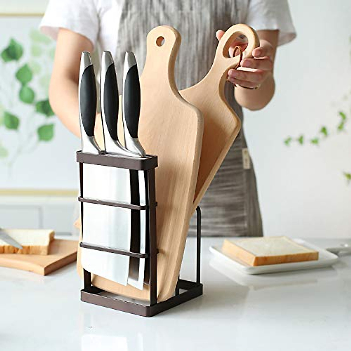 VANRA - Steel Holder for Cutting Boards and Knives - Kitchen Utensil Organizer, Suitable as Pot Lid Holder