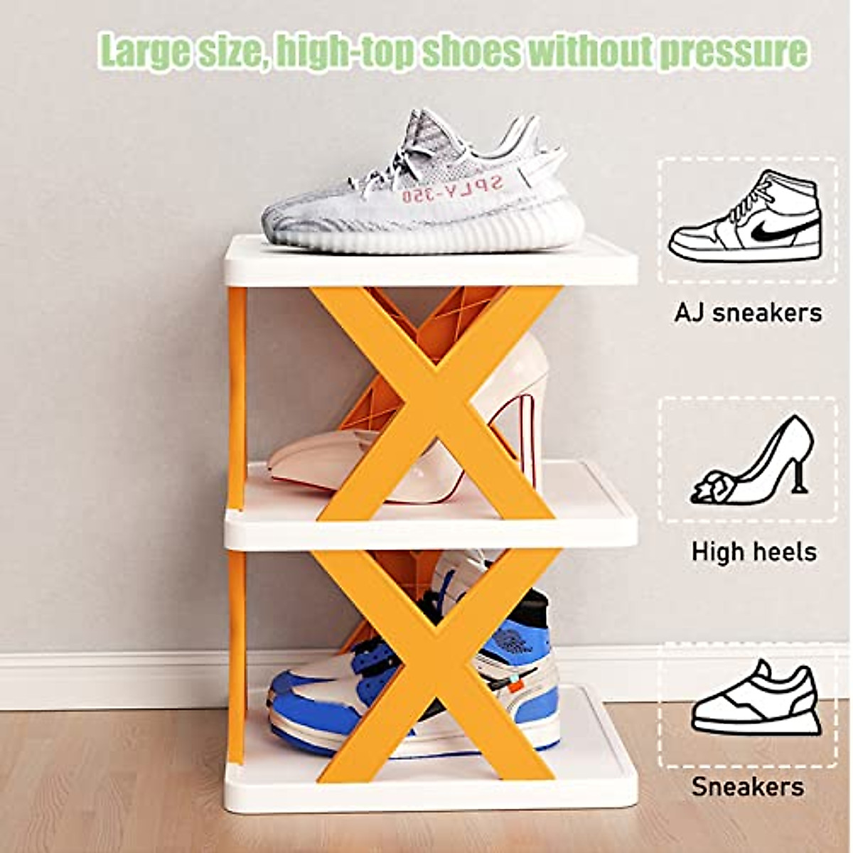 ORIJOYNA 3 Layers Multi-Purpose Storage Rrack,Expandable Cabinet Stacked Layered Rack,Bookshelf Plastic Square Organizer Perfect for Home,Office,Bedroom (Green)