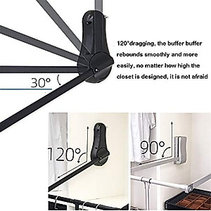 Drop-Down Wardrobe Hanger, Adjustable 510-1150mm, Closet Rod Wardrobe Lifter Storage Rack, Effectively Saving Space, Bearing 30KG (Size : 650-850mm)