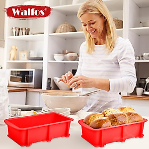 Walfos Silicone Bread Loaf Pan，9 x 5 inch Non-Stick Silicone Loaf Pans For Baking Set of 2，Perfect For Bread, Cake, Meatloaf, BPA Free and Dishwasher Safe