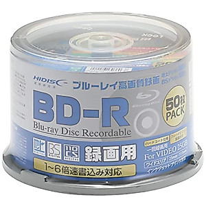 50 Hi-Disc Bluray 25GB BD-R Single Layer 4x Speed No Logo Fully Printable Factory Sealed in Spindle