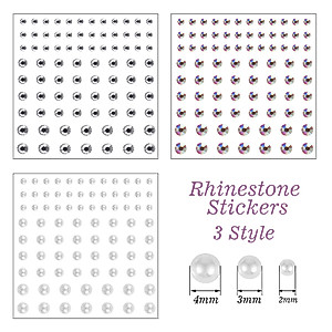 246 Pcs Face Gems Eye Jewels with Tweezers, Stocking Stuffers for Women Acrylic Rhinestone Stickers Self Adhesive Pearl Nail Hair Gems for Makeup (2mm & 3mm &4mm)
