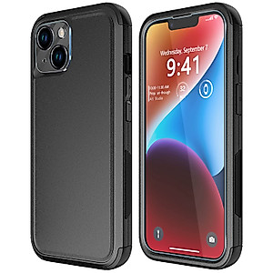 Diverbox for iPhone 14 Case [Shockproof] [Dropproof] [Tempered Glass Screen + Camera Lens Protector] Heavy Duty Protection Phone Case Cover for iPhone 14 6.1inch