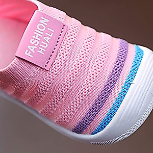 Lykmera Children Cute Knitted Walking Shoes Kids Boys Girls Non Slip Lightweight Toddler Walking Running School Shoes (Pink, 6-9Months)