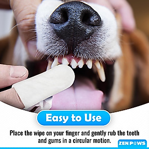 Teeth and Gum Cleaning Wipes for Dogs & Cats - Reduces Plaque, Tarter Buildup & Freshens Breath No-Rinse Disposable Dog Finger Toothbrush Pet Wipes, 50 pcs
