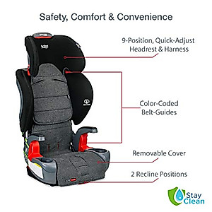 Britax Grow with You ClickTight Harness-2-Booster Car Seat, StayClean Grey - Stain, Moisture & Odor Resistant Fabric