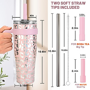 Zukro 50 oz Tumbler With Handle and Straw, Large Leak Proof Vacuum Insulated Double Wall Stainless Steel Cup with 2-in-1 Screw Lid, No Sweat, Travel Mug Fit in Cup Holder, Keeps Drinks Cold 30 Hours