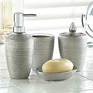 Silver Shimmer Bath Accessory Set 3.25x3.25x7.12”
