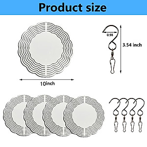 5 pcs 10 inch Sublimation Wind Spinner Blanks Round Sublimation Blanks Products Stainless Steel Metal Indoor Outdoor Garden Decoration for Heat Press Transfer Sublimation Blank Gift