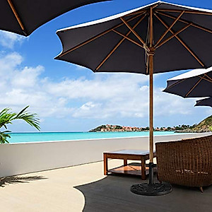 Giantex 20" Outdoor Patio Half Round Umbrella Base Stand Black W/ 9Ft Half Round Umbrella (Stand)