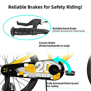 Joystar Pluto 18 Inch Kids Toddler Bike Bicycle with Training Wheels, Rubber Tires, and Coaster Brake, Ages 5 to 9, Orange